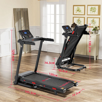 Folding Treadmill with 15-Level Auto Incline, 16KM/H Speed, Bluetooth ...