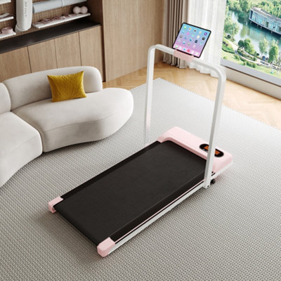 Folding Treadmill with Handrail & Adjustable Incline - Pink Running ...