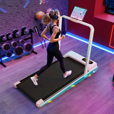 Folding Treadmill with Handrail & Adjustable Incline - Pink Running ...