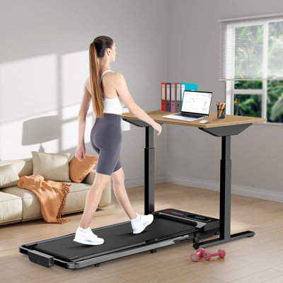 Folding Treadmill with Side Handrail, 1-6KM/H for Home and Office Use-Black