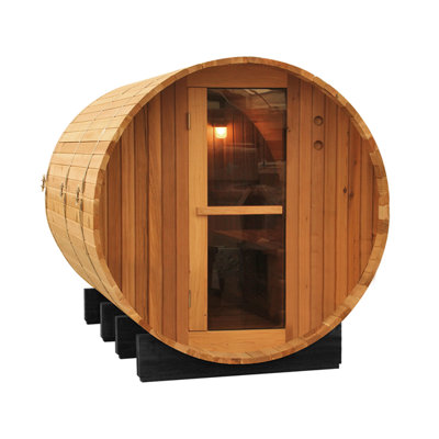 Fonteyn Barrel Sauna 6ft Outdoor Sauna with Rustic Hemlock Wood ...