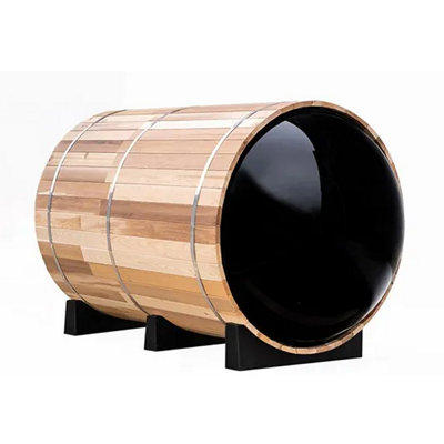 Fonteyn Panorama Barrel Sauna 2400 Outdoor Sauna with Rustic Hemlock ...
