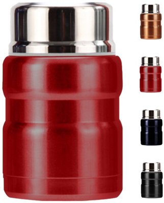 Food Flask for Hot Food - Soup Flask + Foldable Spoon - Stainless Steel ...