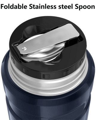 Food Flask for Hot Food - Soup Flask + Foldable Spoon - Stainless Steel ...