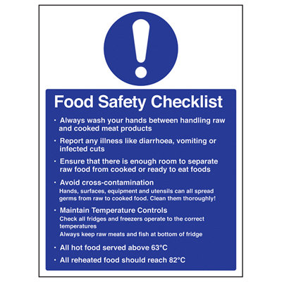 Food Safety Checklist Catering Sign - Rigid Plastic - 300x400mm (x3 ...