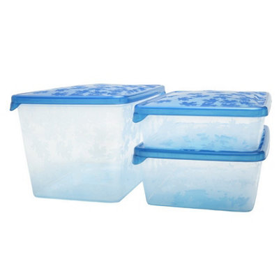Food Storage Box Set of 3 Containers BPA Clear 0.9L 1.35L 2.5L Lunch ...