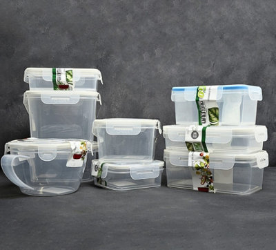 Food Storage Containers Clip lock Label window Freezer Microwave 575ml