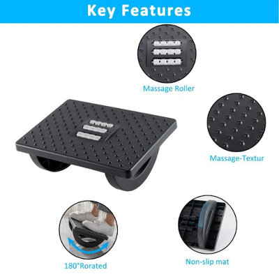 Foot Rest Under Desk Footrest Leg Rest Adjustable With Massage Rollers