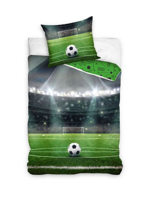 Football Goal Stadium European Single Size 100% Cotton Reversible Duvet ...