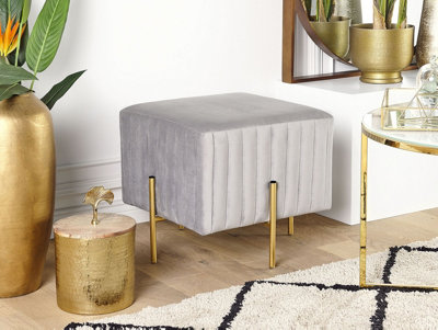 Footstool DAYTON Velvet Light Grey