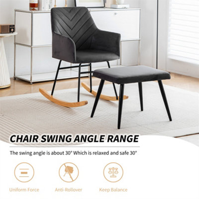 Footstool Rocking Chair, Soft Cushion Relaxing Lounger with Solid Wood ...