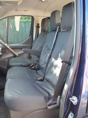 Ford Transit Custom (2013+) Tailored Black Seat Covers Airbag ...