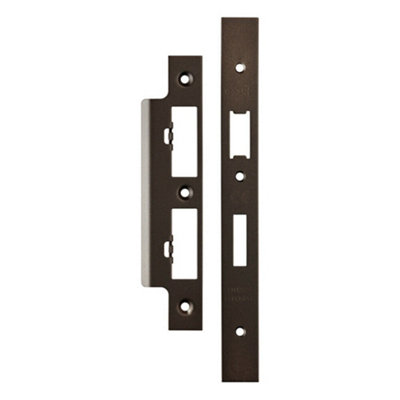 Forend Strike & Fixing Pack For DIN Euro Sash & Bathroom Lock Matt Bronze
