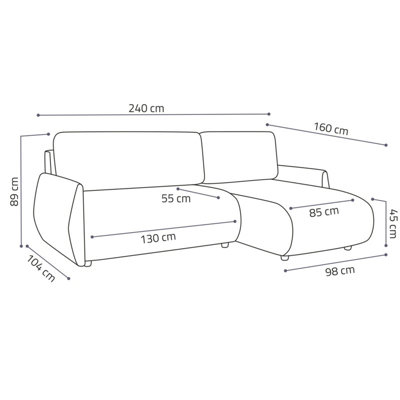 FOREST D Modern Cream Corner Sofa Bed DL Folding Mechanism with Bedding ...