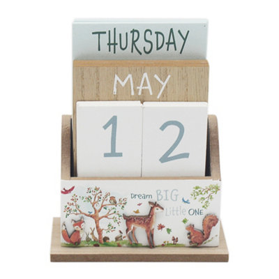 Forest Friends Calendar Wooden Block Perpetual Desk Calendar Woodland ...