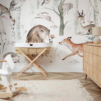 Forest Friends Mural In Earthy Tones (350cm x 240cm)