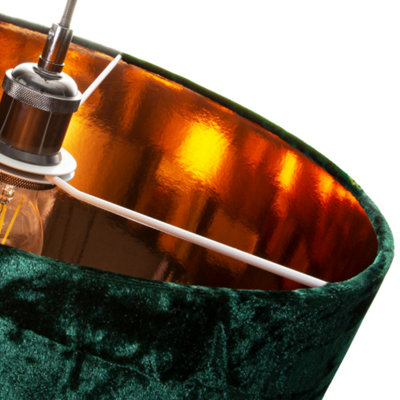 Forest Green Crushed Velvet 16 Floor/Pendant Lampshade with Shiny ...