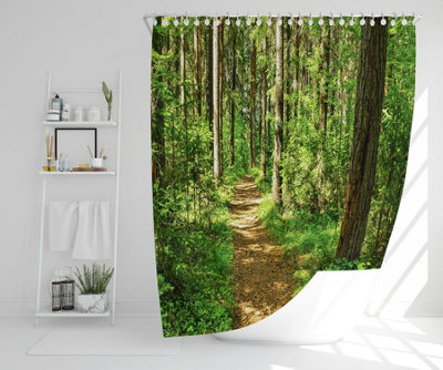 Forest trail scene. Woodland path (Shower Curtain) / Default Title