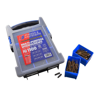 Forgefix 1100 Piece Pozi Screw Assortment Organiser Multi Purpose ...