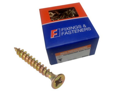 Forgefix 4.0 x 20mm Multipurpose Chipboard Screws Yellow Zinc Plated ...