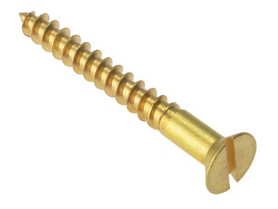 ForgeFix CSK412BR Wood Screw Slotted CSK Solid Brass 4in x 12 Box 100 ...