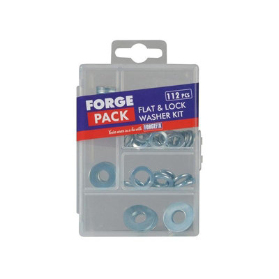 Forgefix Flat & Lock Washer Kit, 112 Piece Multi Colour (One Size)