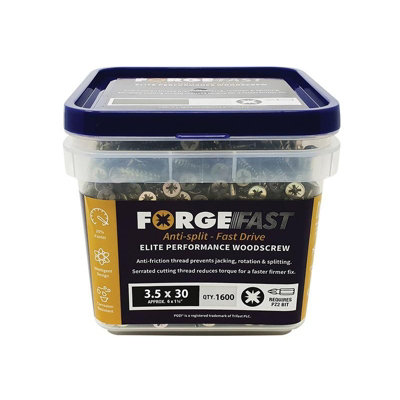 Forgefix Forgefast Pozi Compatible Wood Screws, Tub Multi Colour (4.0 x ...