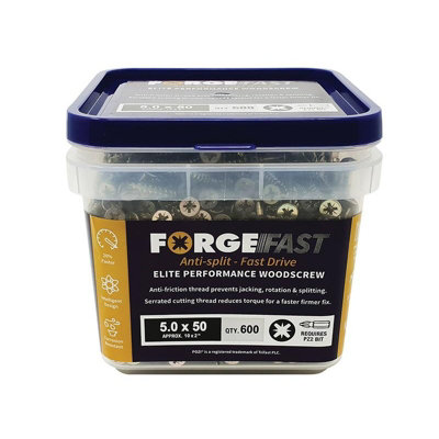 Forgefix Forgefast Pozi Compatible Wood Screws, Tub Multi Colour (5.0 x ...