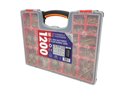 ForgeFix OPMPS1200Y Organiser Pro Multi-Purpose Wood Screw Kit 1200 Piece