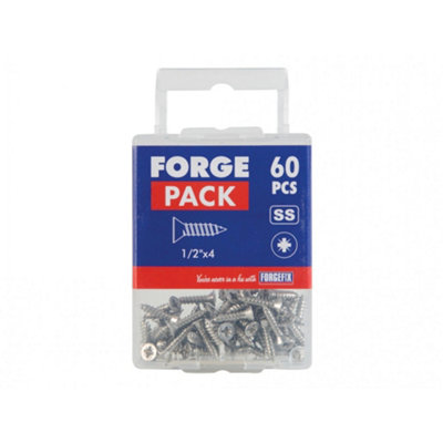 Forgefix Self-tapping Screws, Pozi, Csk, A2 Stainless Steel Multi Colour (1/2in x 4 ForgePack 60)