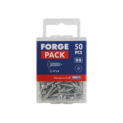Forgefix Self-tapping Screws, Pozi, Pan Head, A2 Stainless Steel Multi ...
