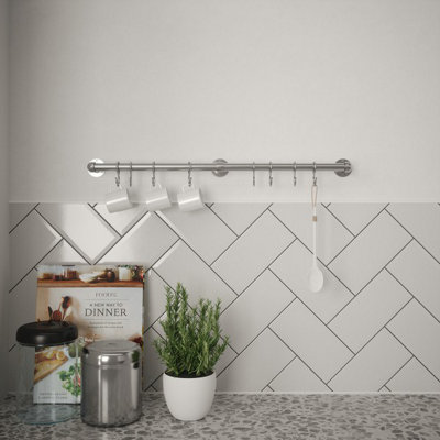 FORGEWORKS EASY-FIT KITCHEN UTENSIL RAIL KIT - BRUSHED STAINLESS STEEL ...