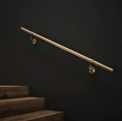 Forgeworks Premium Antique Brass 1.2m Indoor Stair Handrail Kit. Easy ...