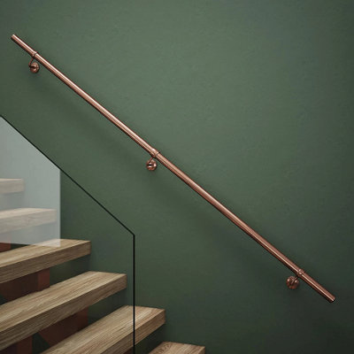 Forgeworks Premium Antique Copper 2.4m Indoor Stair Handrail Kit. Easy ...