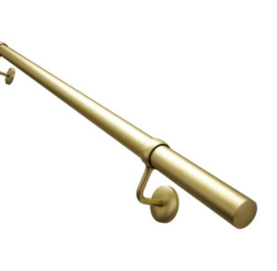 Forgeworks Premium Satin Brass 1.2m Indoor Stair Handrail Kit. Easy ...
