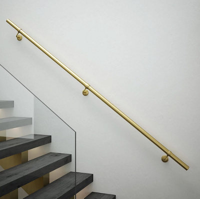 Forgeworks Premium Satin Brass 2.4m Indoor Stair Handrail Kit. Easy ...