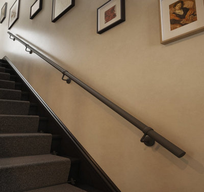 Forgeworks Premium Textured Grey 3.6m Indoor Stair Handrail Kit. Easy ...