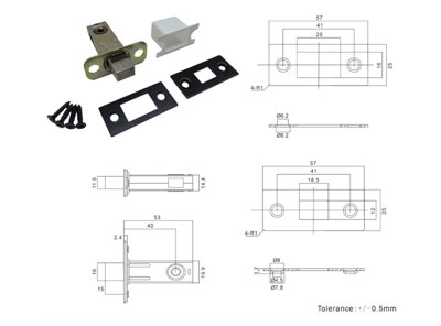 Forgeworks Thin Frame Bathroom Bolt Matt Black Extra Short 40mm - with ...