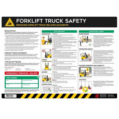 Forklift Truck Safety Poster, Easy To Read Information Guide, Anti ...