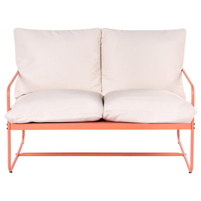 FORMELLO 4 Seater Garden Sofa Set Coral Metal with Tables