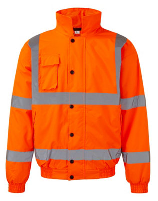 Fort Hi-Vis Waterproof Bomber Work Jacket Orange - XXL | DIY at B&Q