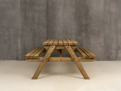 Fortem Pub Style Picnic Table Benches Set (4ft, Rustic brown)