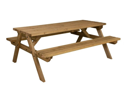 Fortem Pub Style Picnic Table Benches Set (5ft, Rustic brown) | DIY at B&Q