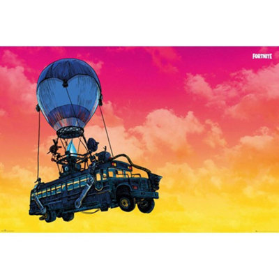 Fortnite Battle Bus Poster Yellow/Pink (One Size) | DIY at B&Q