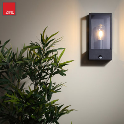 Forum Lighting Box Lantern Wall Light with PIR: Black: Twin Pack & 2x ...