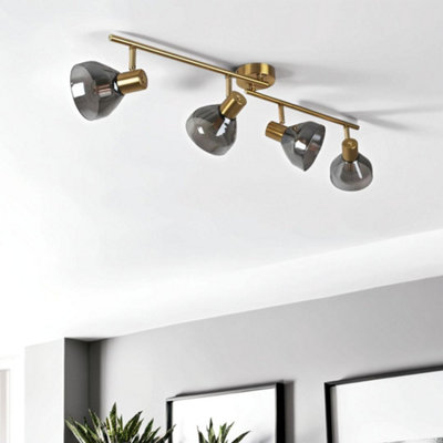 Fosco 4 Light Split Bar Brass Spot Ceiling Light | DIY at B&Q