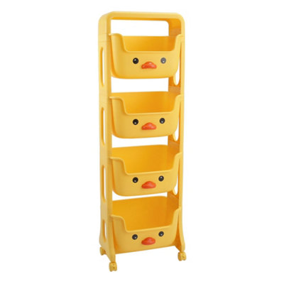 Four-layer Cute Children's Mobile Wheeled Small Yellow Duck Storage Rack