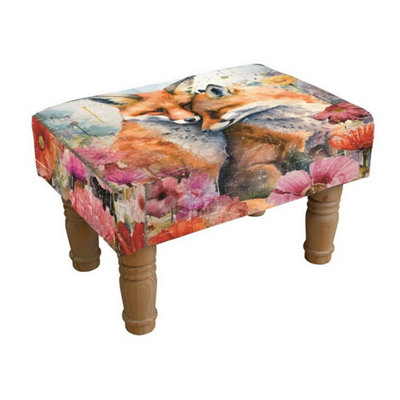 FOX FOOTSTOOL WITH WOODEN LEGS