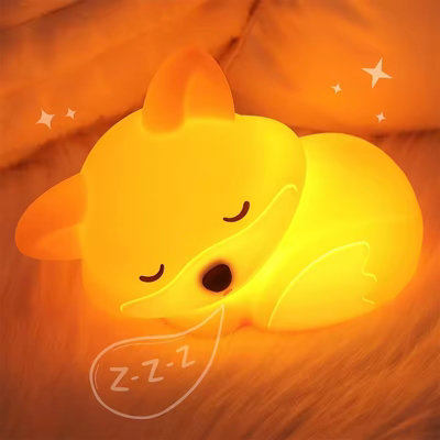 Fox Night Light, Squishy Silicone Lamp Novelty Gifts, Rechargeable