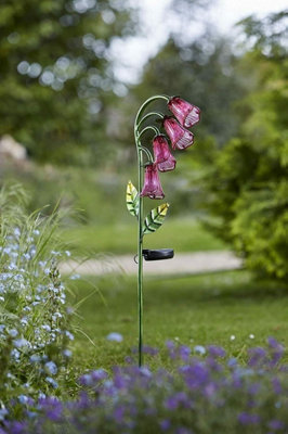 Foxglove LED Solar Glass Flowers Stake Light - Large Hand Painted ...